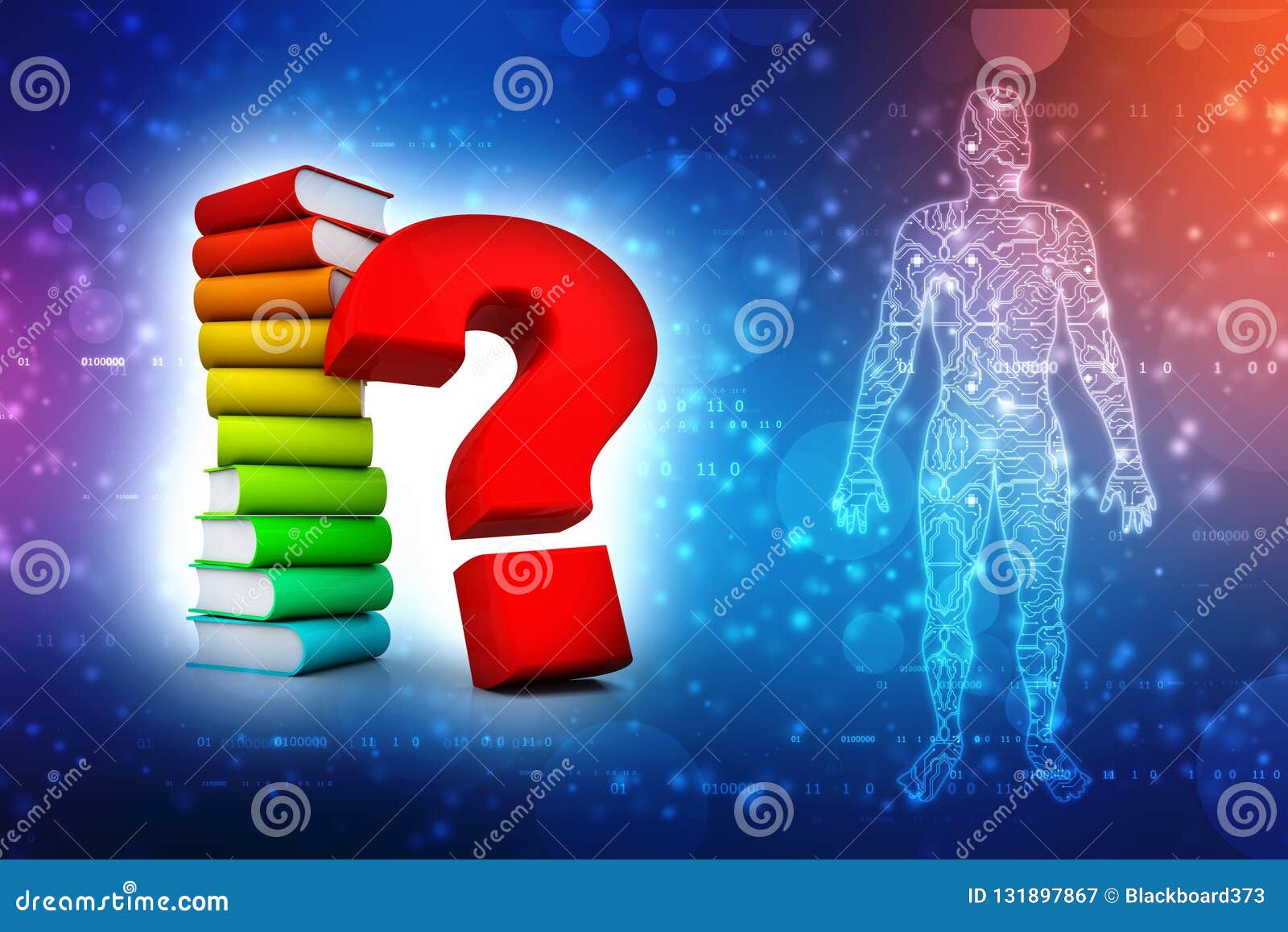 Books With Question Mark Symbol In Digital Background Royalty-Free ...