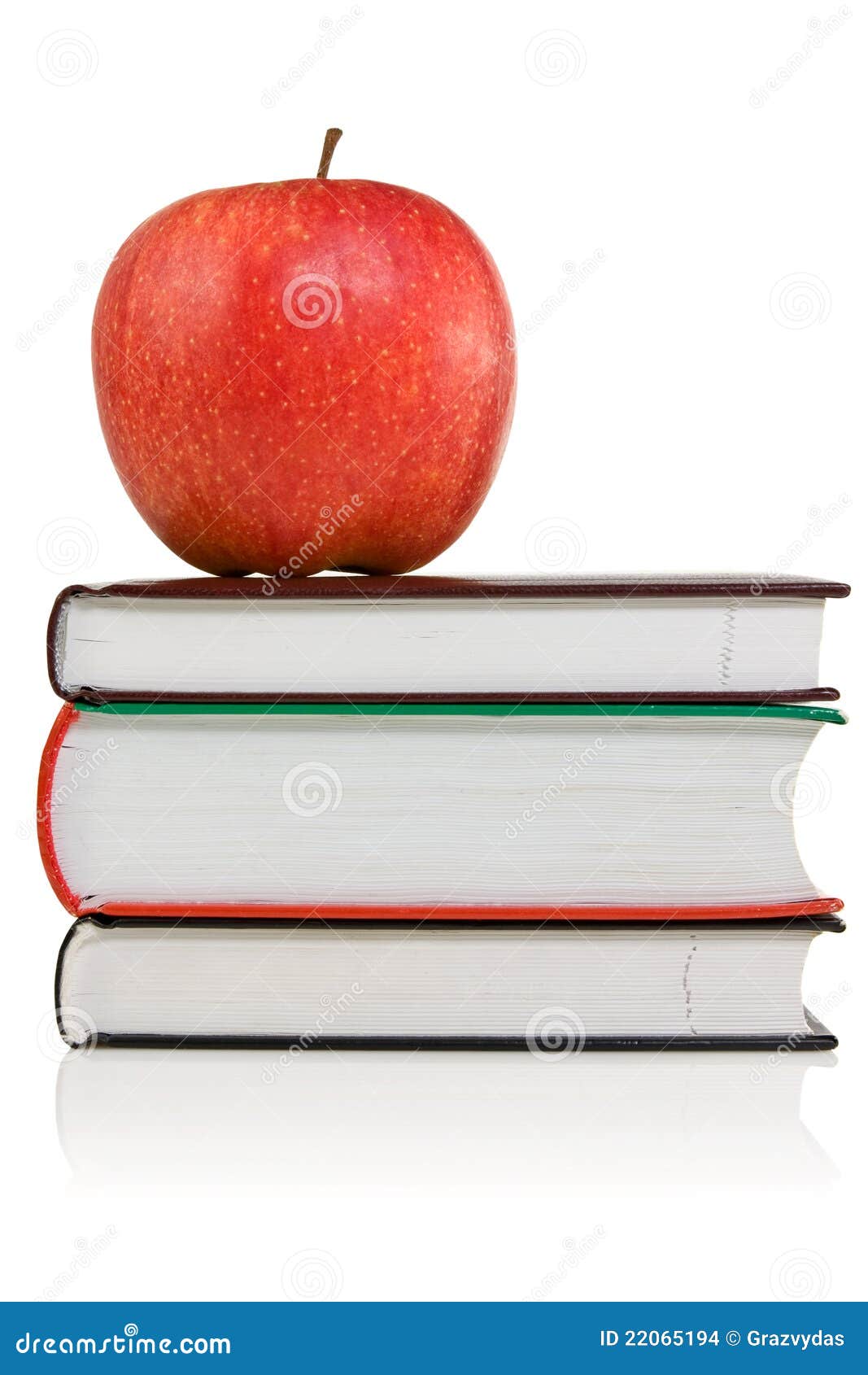 Books with a Red Apple on the Top Stock Photo - Image of book, paper ...