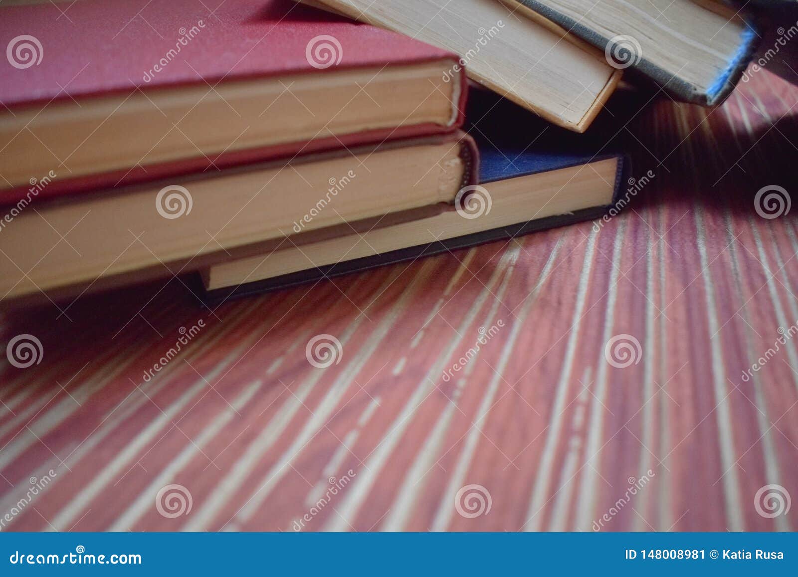 Books Scattered Over the Table Stock Image - Image of books, table ...