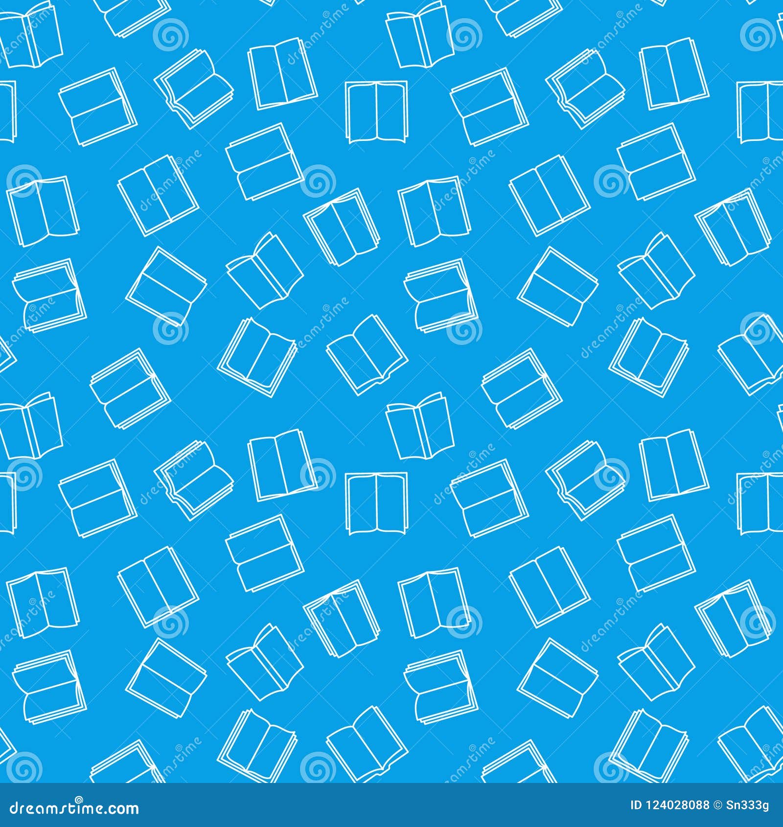 Books Seamless Outline Blue Pattern. Vector Background Stock Vector ...