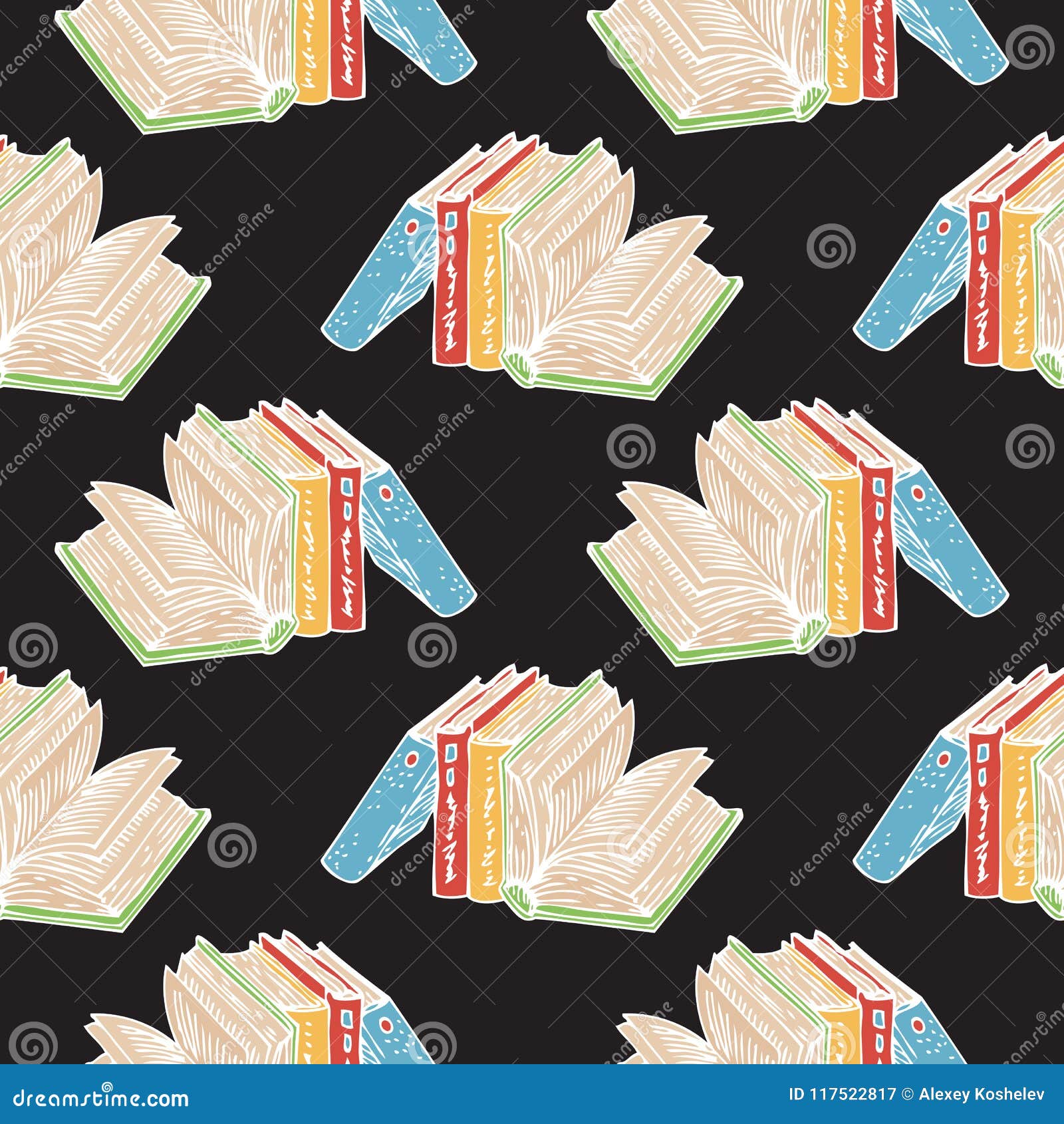 Books Seamless Pattern stock illustration. Illustration of close ...