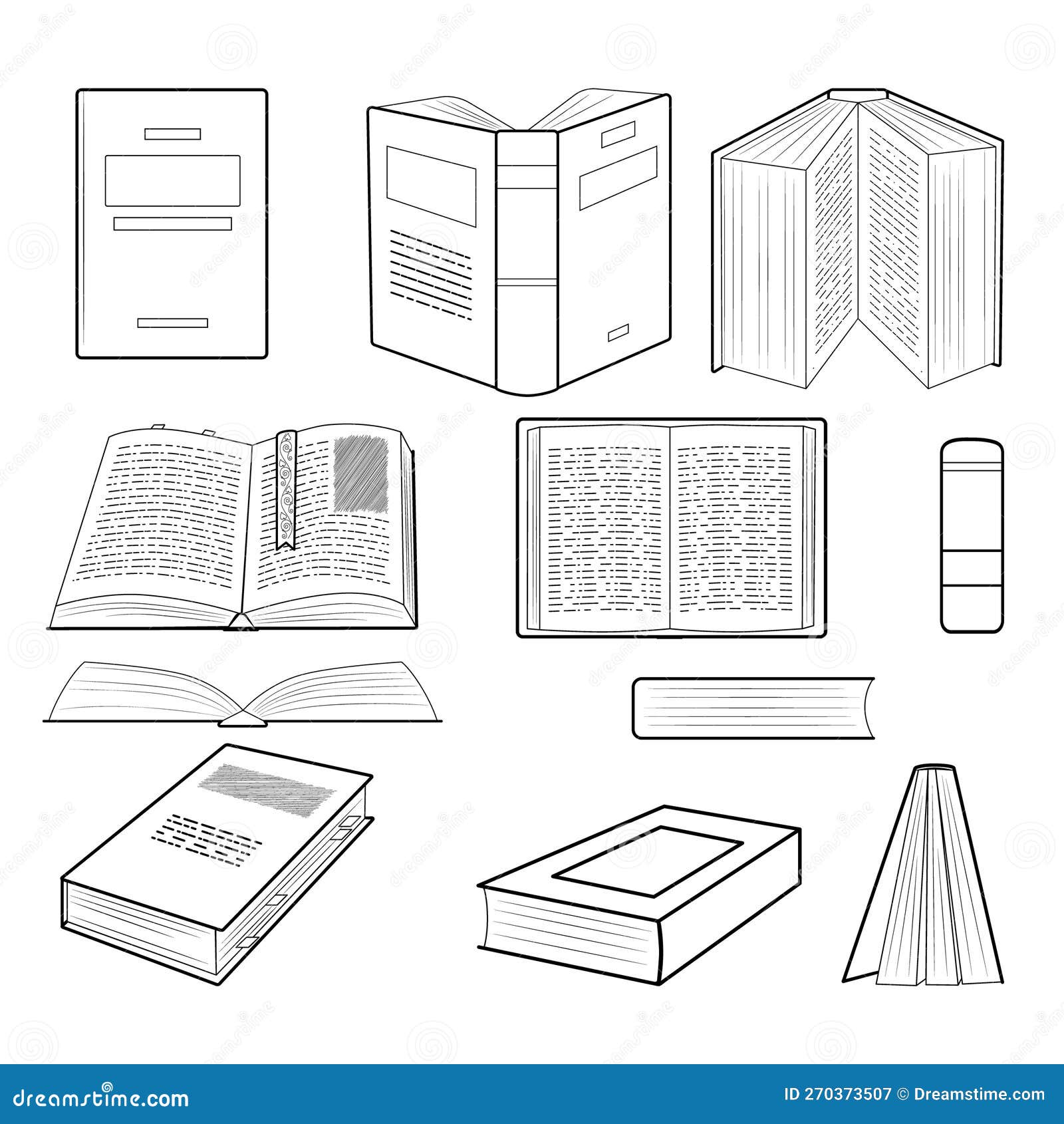 Books set black outline stock vector. Illustration of textbook - 270373507