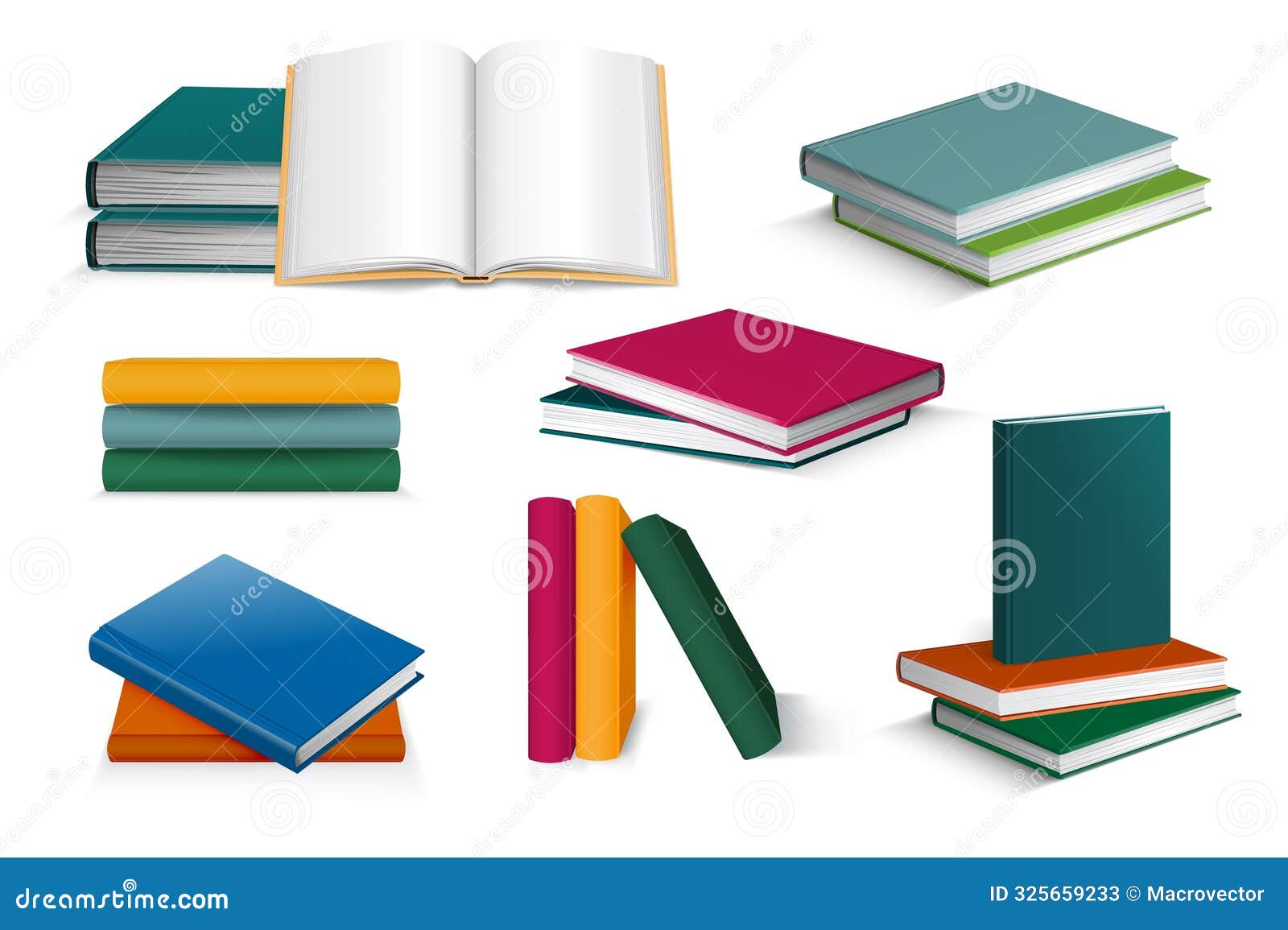 Books Set in Realistic Style Stock Illustration - Illustration of ...