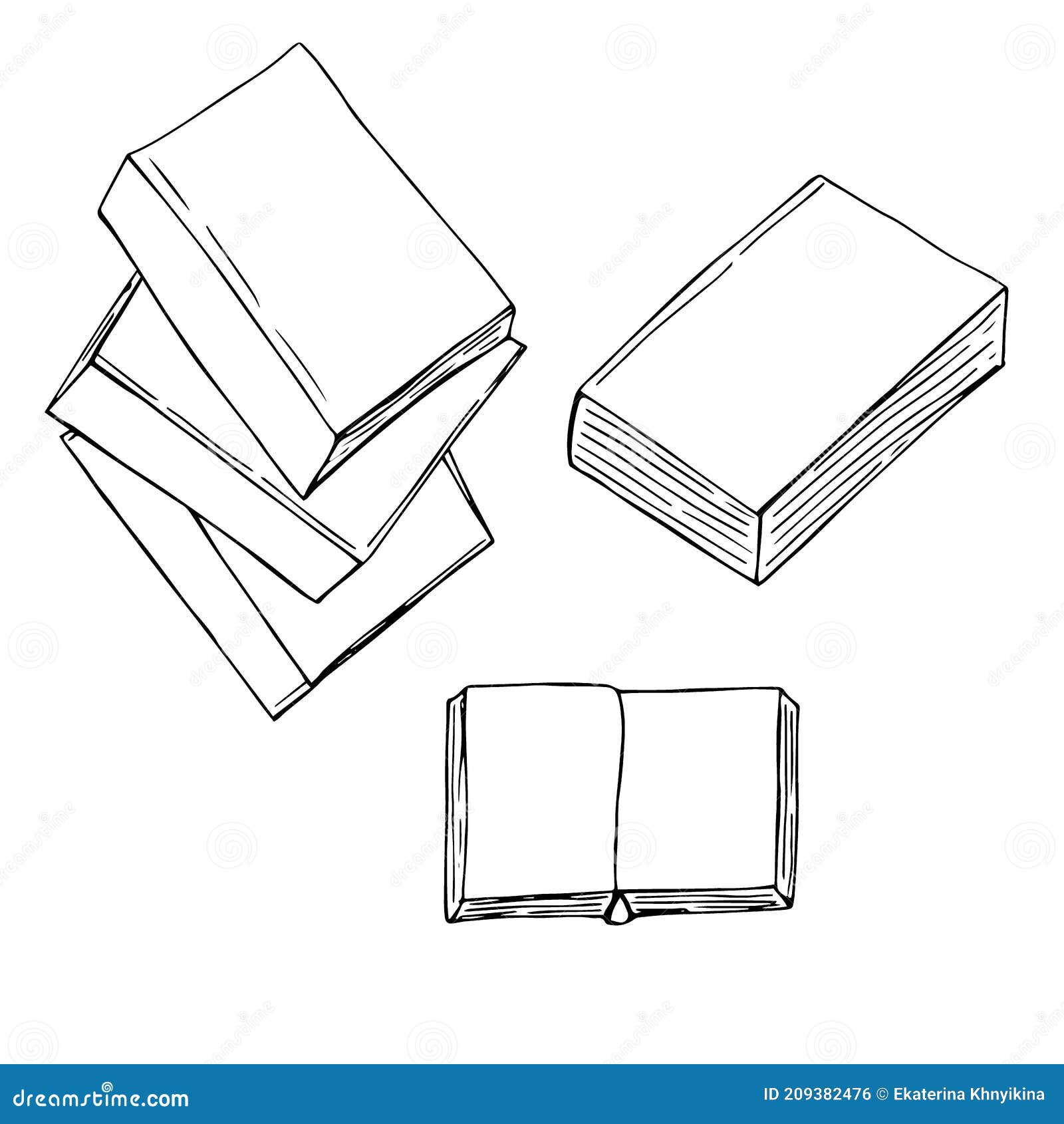 Books Set, Vector Illustration, Hand Drawing Sketch Stock Vector ...