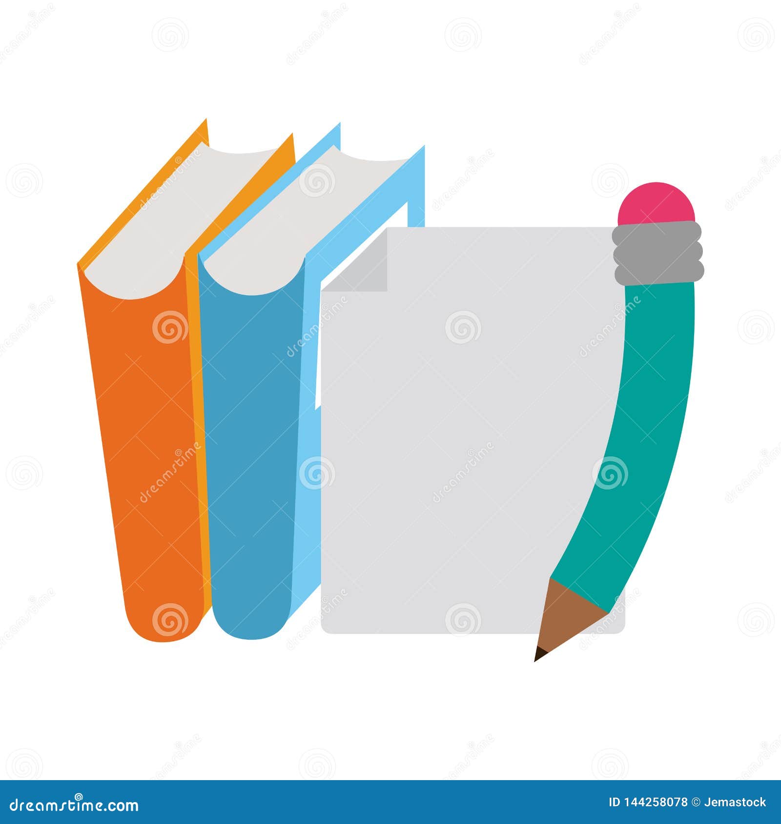Books with sheet and pen stock vector. Illustration of college - 144258078