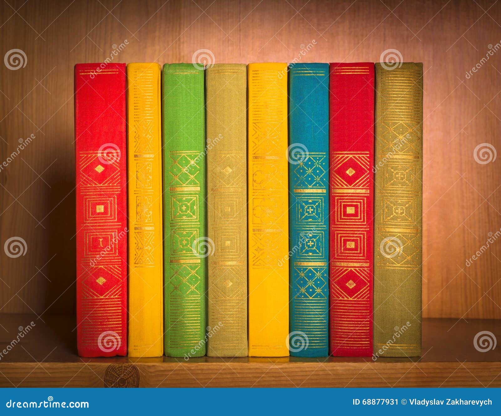 Books on shelf, close-up stock image. Image of closeup - 68877931