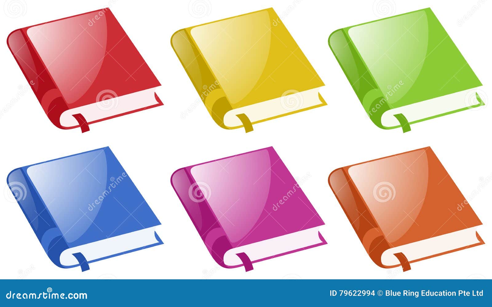 Books in Six Different Colors Stock Vector - Illustration of clipping ...