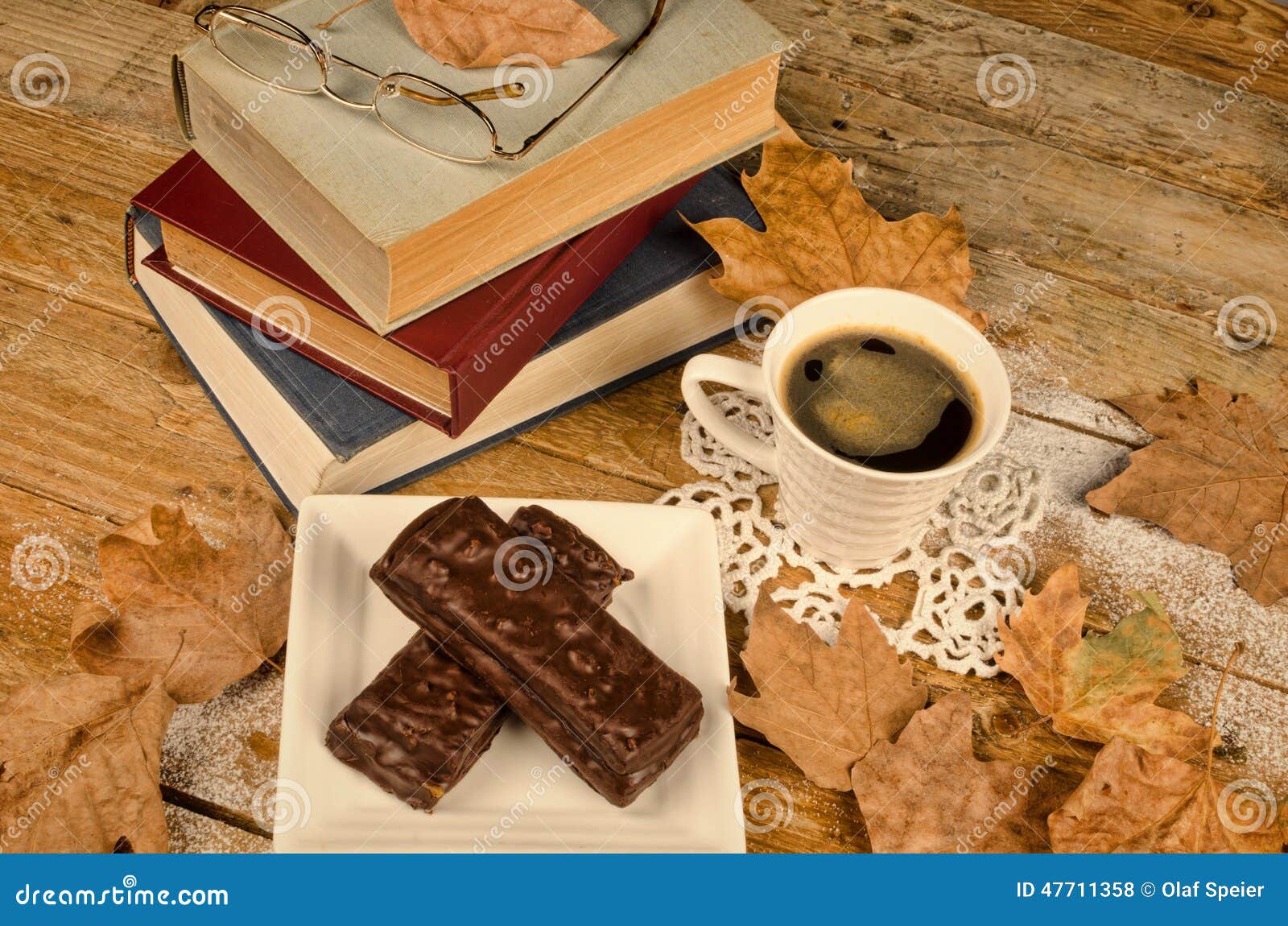 Books and a snack stock photo. Image of drink, still - 47711358