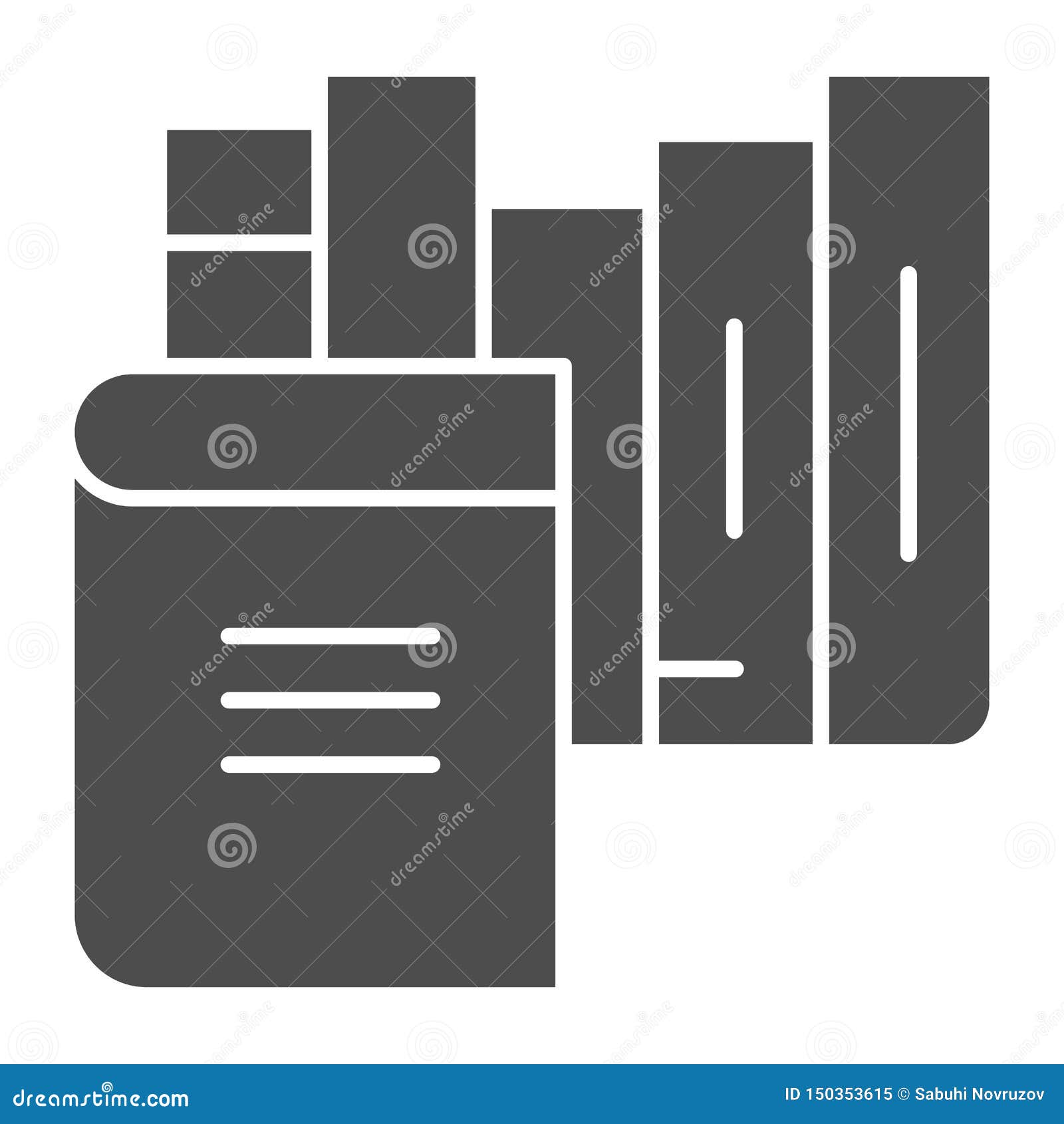 Books Solid Icon. Bookshelf Vector Illustration Isolated on White Stock ...