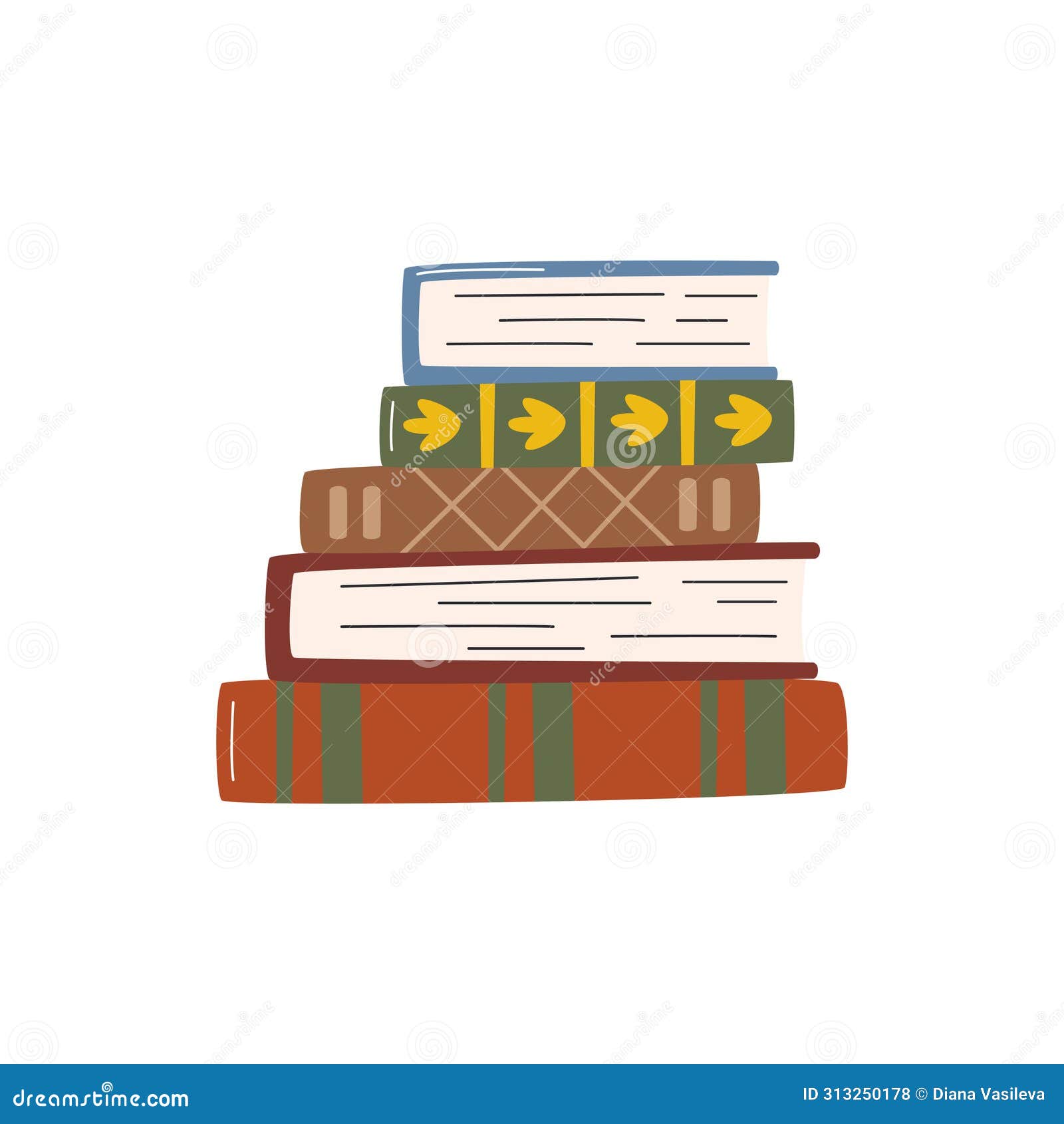 Stack of Five Books Vector Flat Education Concept Stock Vector ...