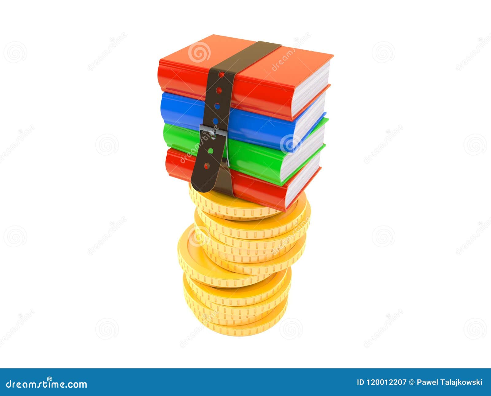 Books on stack of coins stock illustration. Illustration of books ...