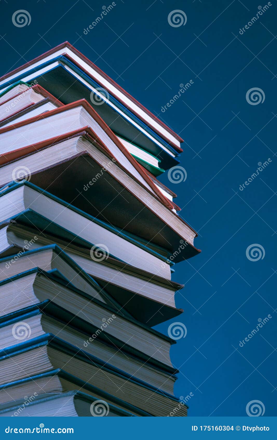 Books Stack on Dark Background, Twilight Lighting Stock Photo - Image ...