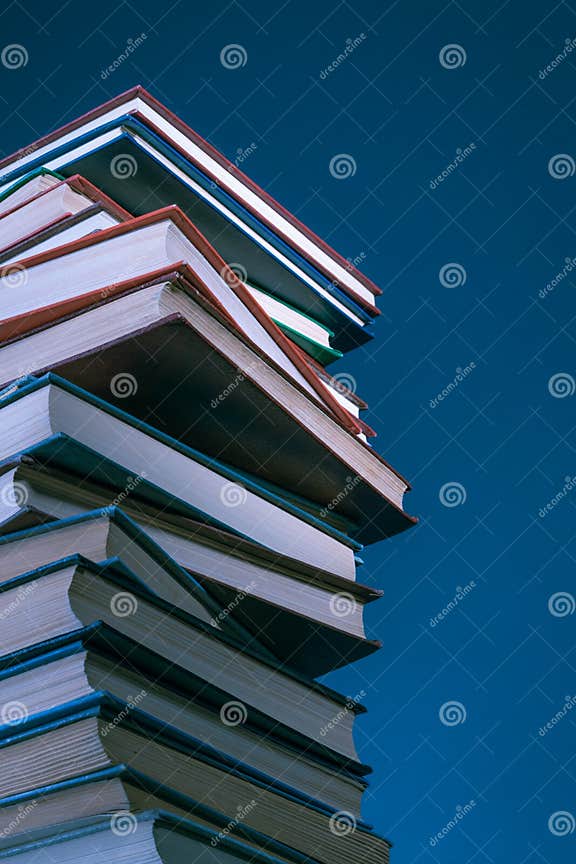 Books Stack on Dark Background, Twilight Lighting Stock Photo - Image ...