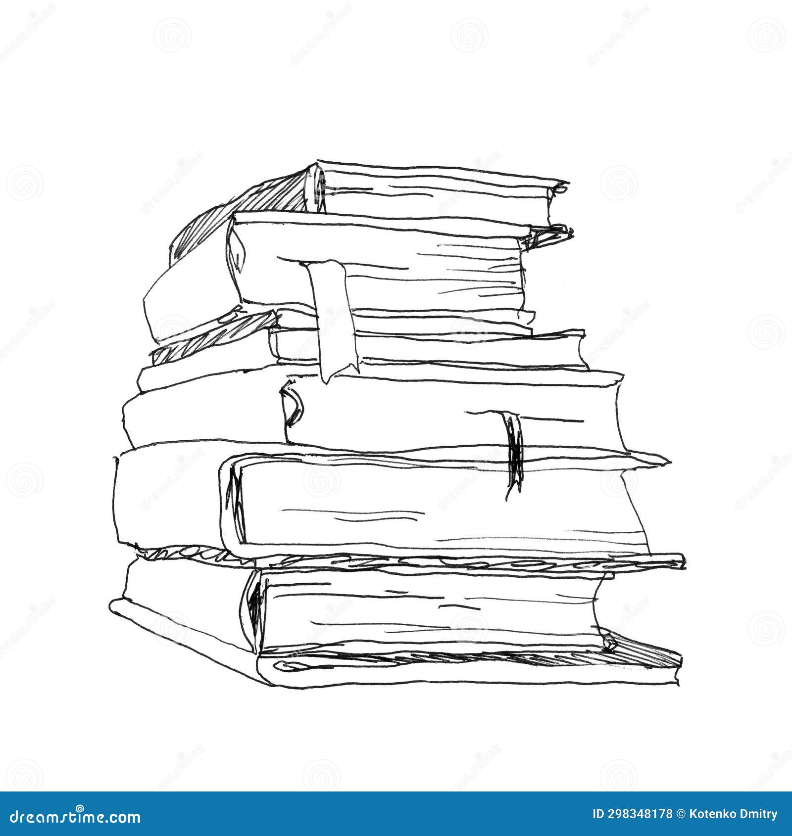 Books are in a Stack. Drawing of a Stack of Books. Ink Sketch. Stock ...