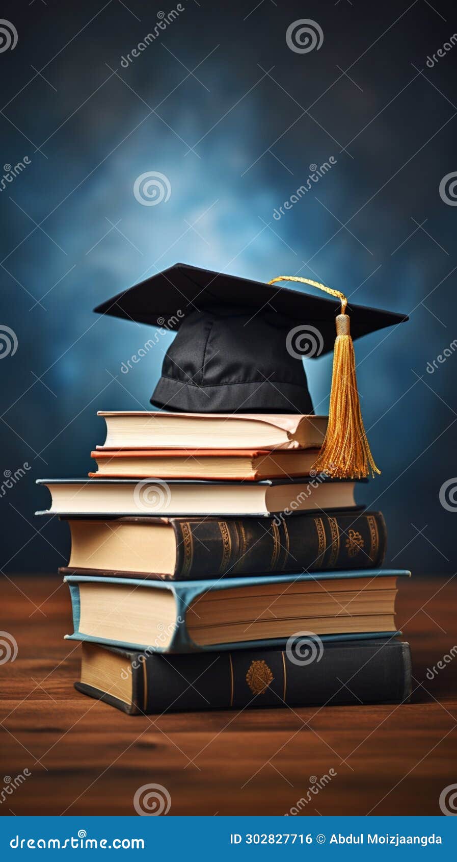 Books Stack with Graduation Cap, Space for an Educational Concept Stock ...
