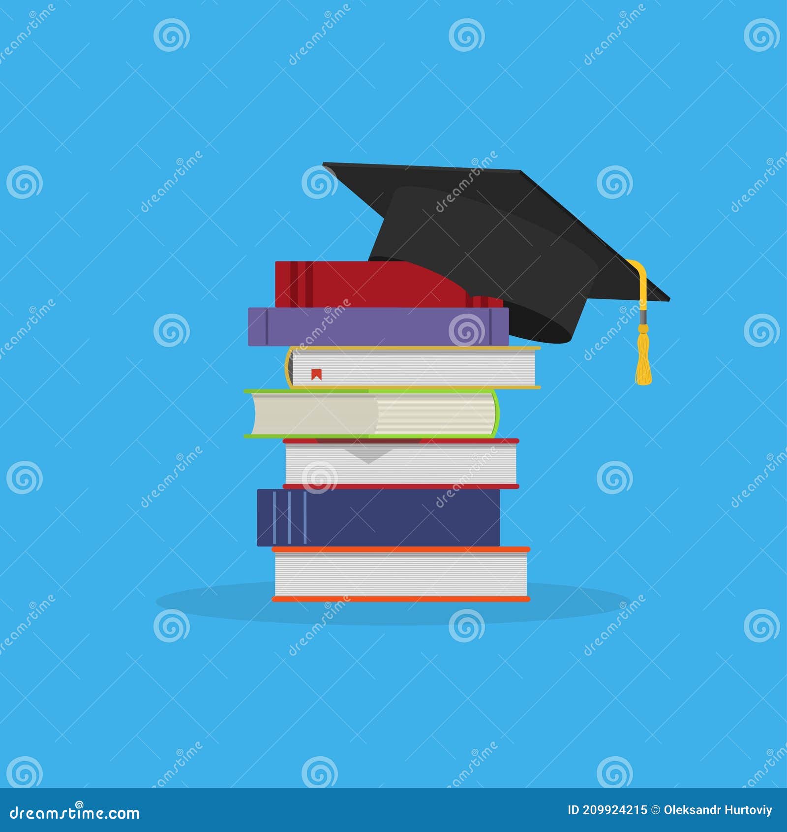 Books Stack with Graduation Hat. Education and Knowledge Concept Stock ...