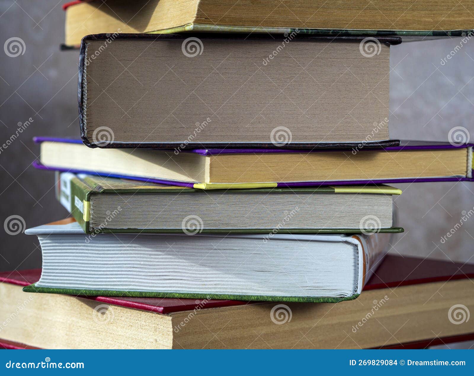Books in a Stack are Shifted at an Angle To Each Other. Background for ...