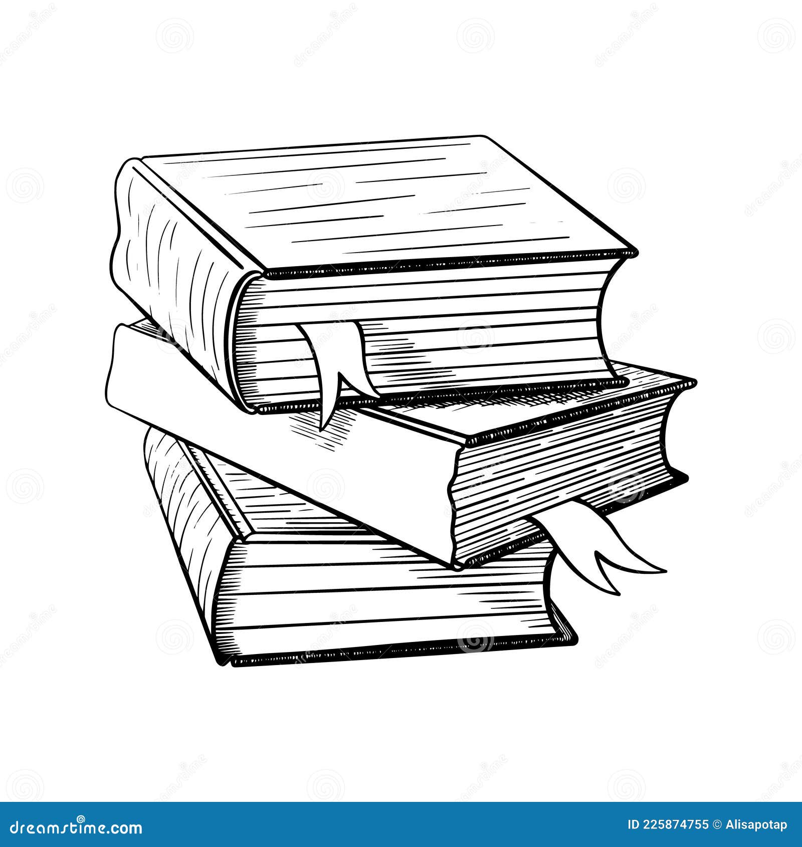 Books stack sketch. stock vector. Illustration of doodle - 225874755