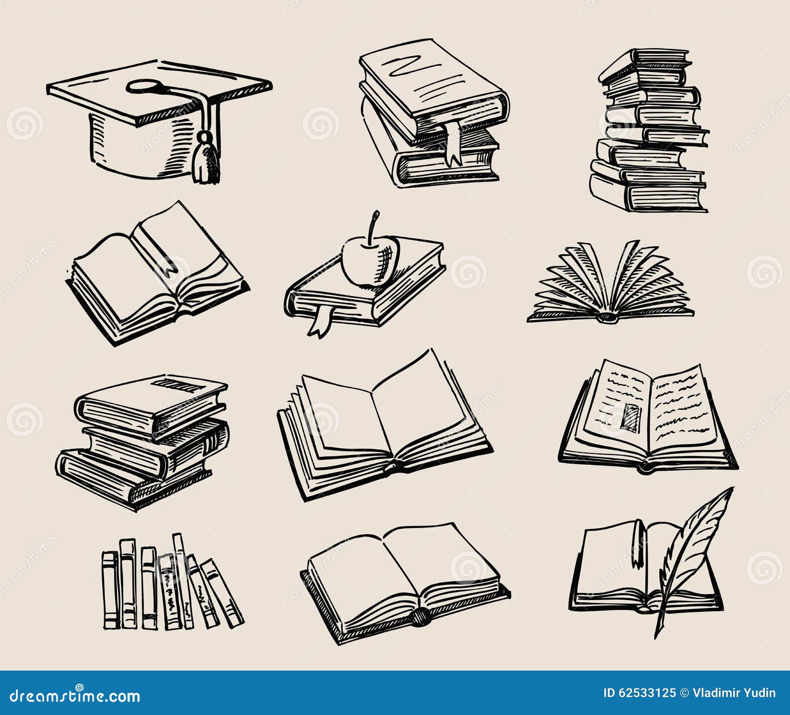 Books stack sketch stock vector. Illustration of draw - 62533125