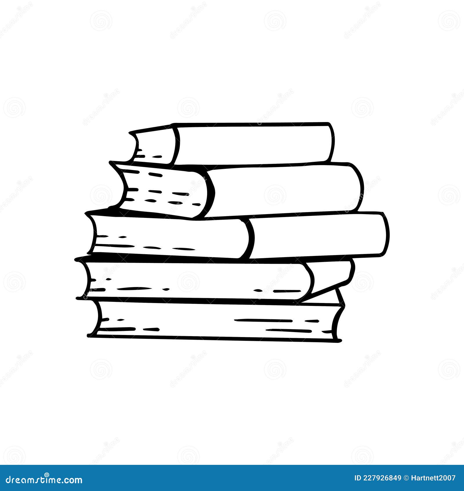 Books Stack Sketch on a White Isolated Background. Hand-drawn Library ...