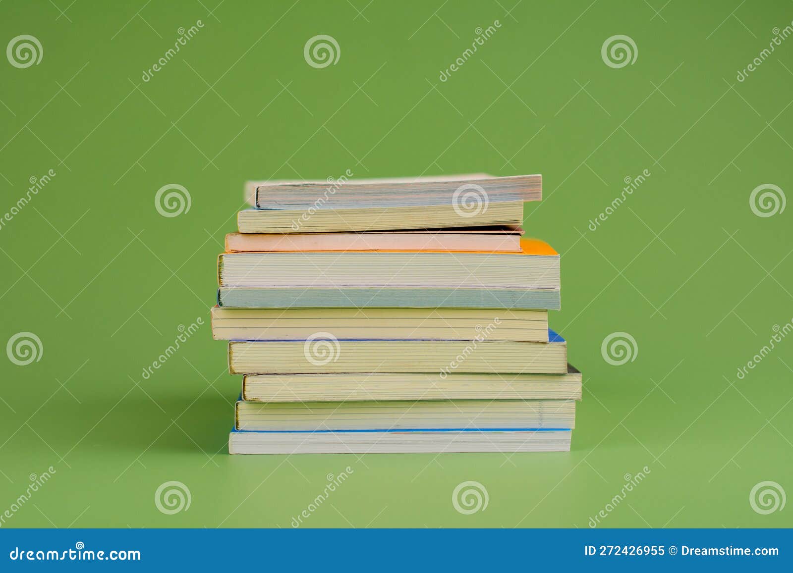 Books. Stack of Books Stacked on Light Green Background. Reading ...