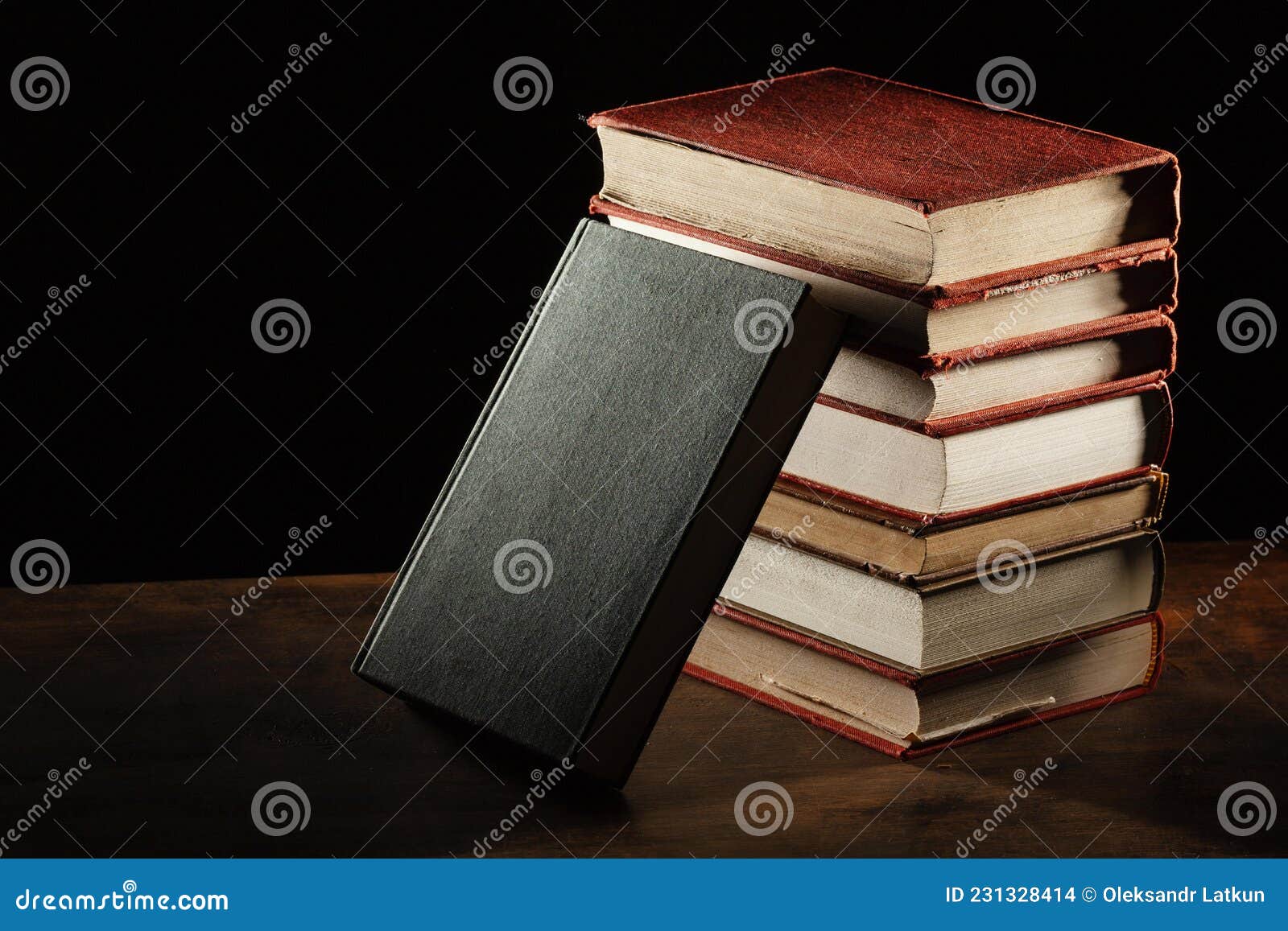 Books Stack Wooden Table. High Quality Beautiful Photo Concept Stock ...