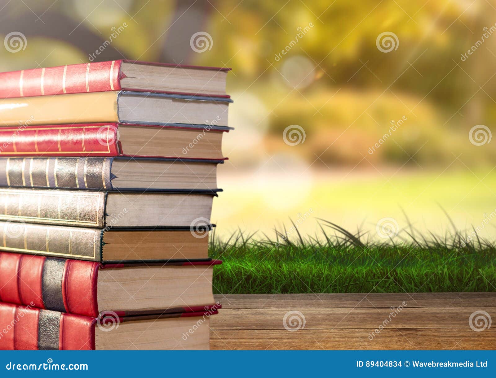 Books Stacked by Greenery Nature Stock Photo - Image of leaves, digital ...