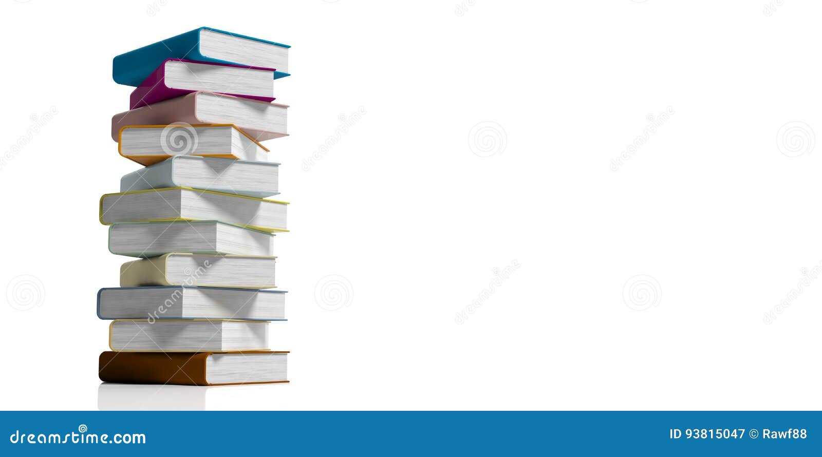 Books Stacked on White Background. 3d Illustration Stock Illustration ...