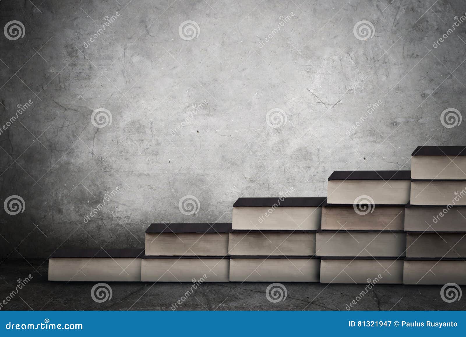 Books Stair with Copy Space on Wall Stock Image - Image of ladder ...