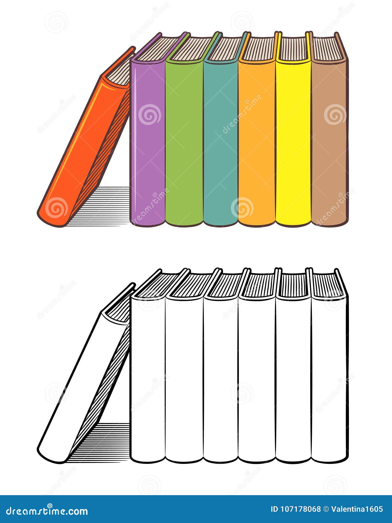 Books Standing on the Shelf Stock Vector - Illustration of coloring ...
