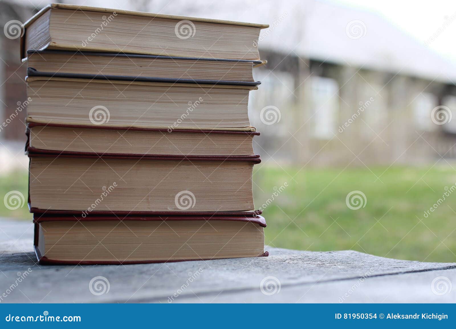 Books standing on a table stock photo. Image of macro - 81950354