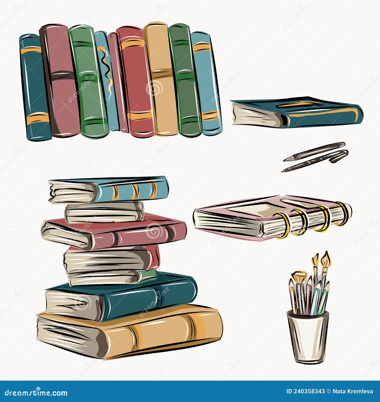 Books and Stationery Items. Reading, Library, Notepad and Writing ...