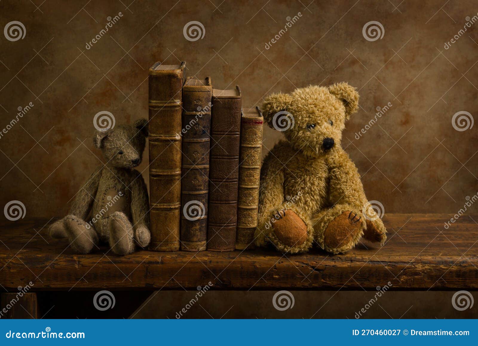 Books and Stuffed Bears on Rustic Shelf Stock Image - Image of antique ...