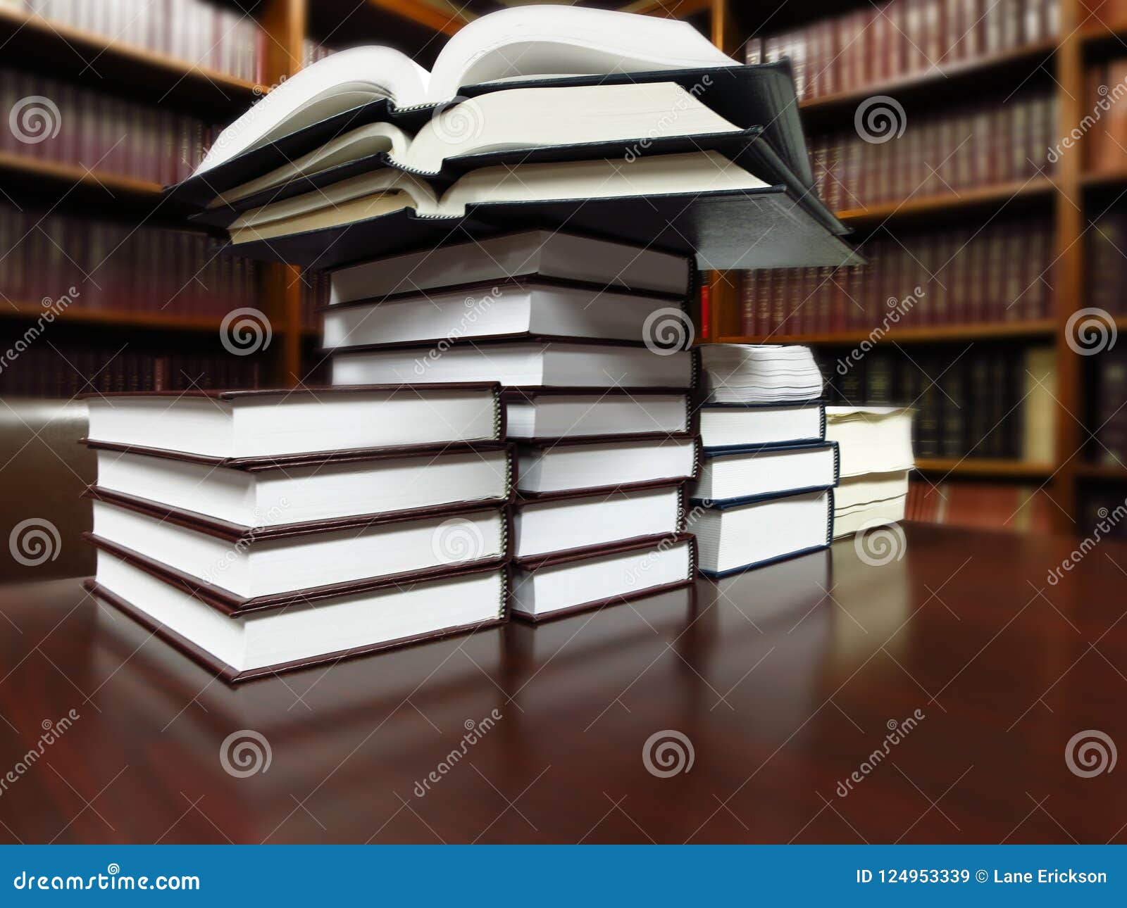 Books on Table in Libary for Studying Education and Learning Stock ...