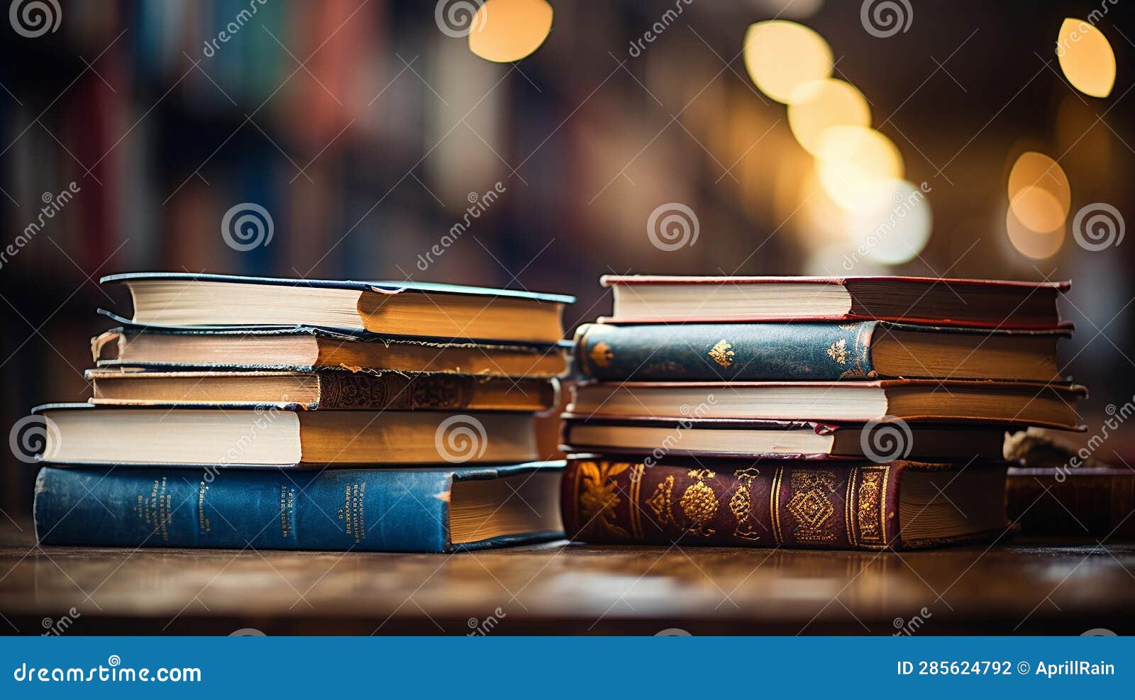 Books on the Table. School Topics Stock Illustration - Illustration of ...