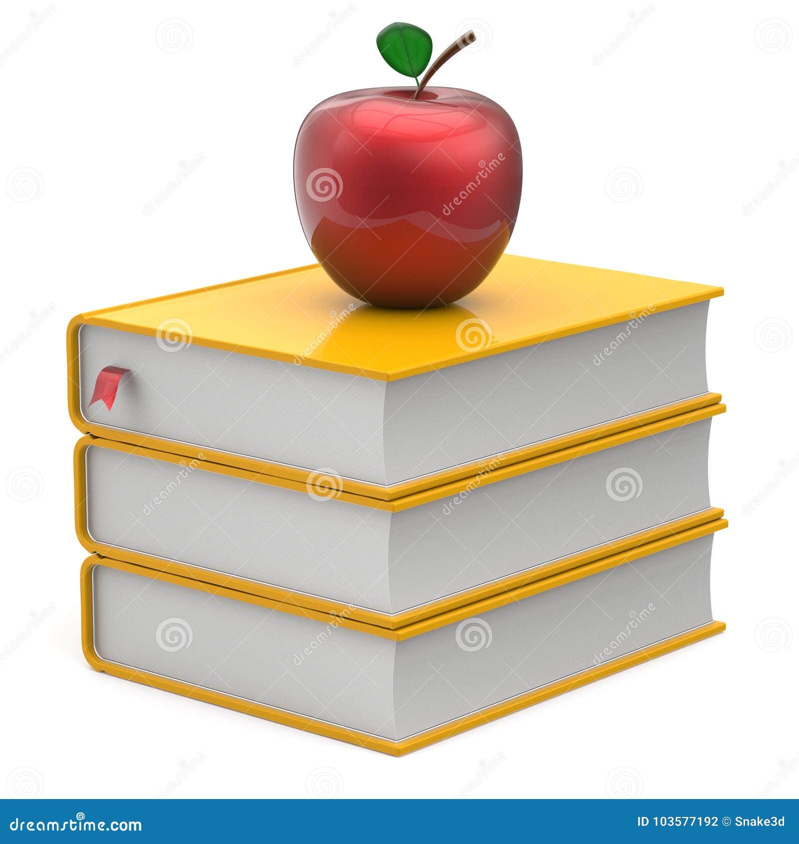 Books Textbook Stack Yellow and Red Apple Bookmark Icon Stock ...