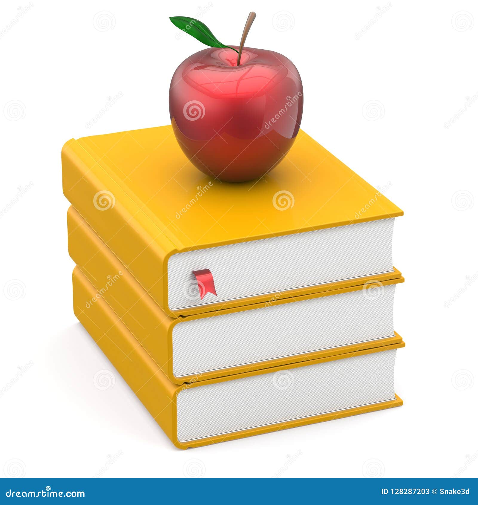 Books Textbook Stack Yellow and Red Bookmark Apple Wisdom Stock Image ...