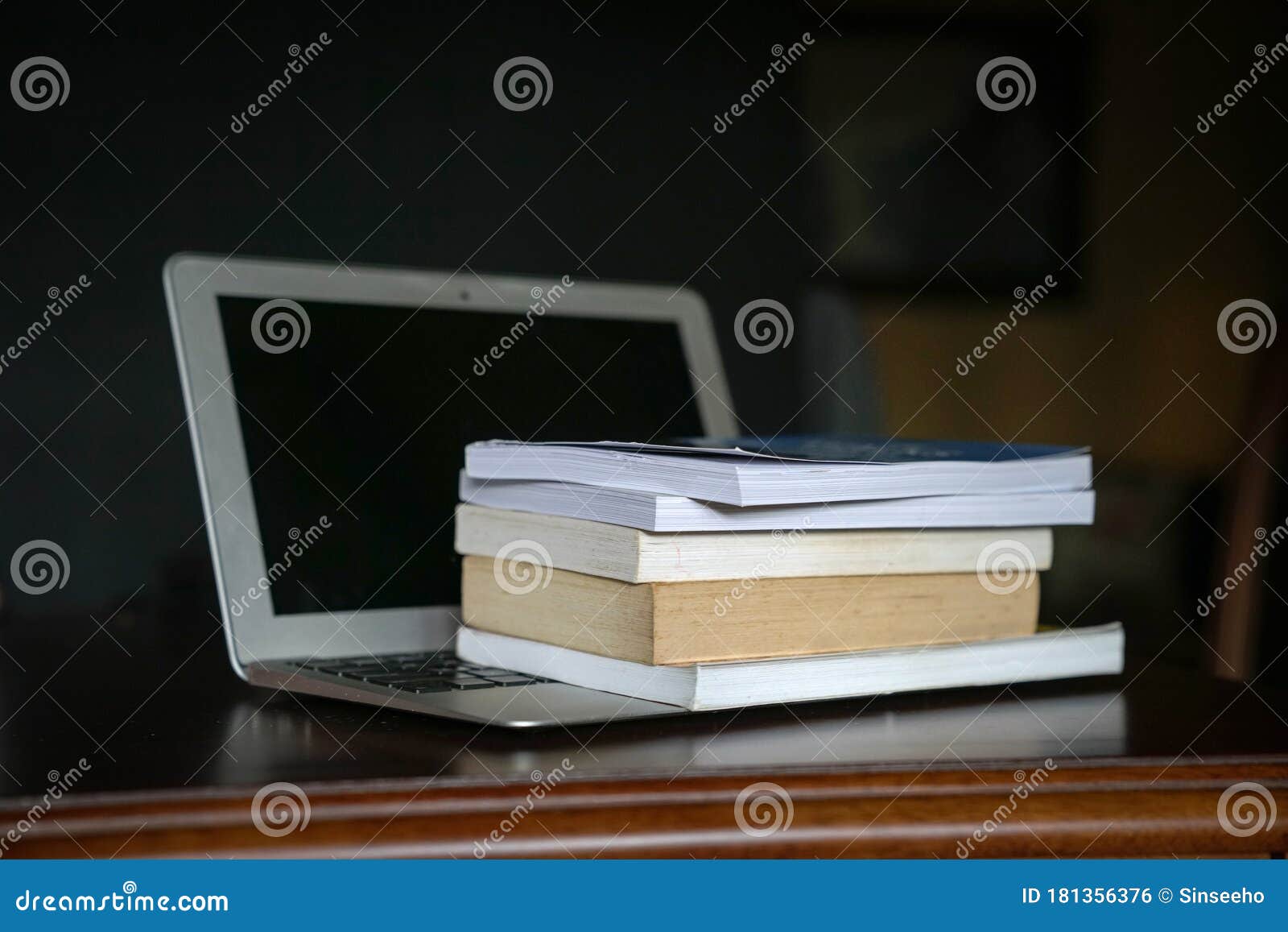 Books on Top of Computer Laptop. Online Education Stock Photo - Image ...