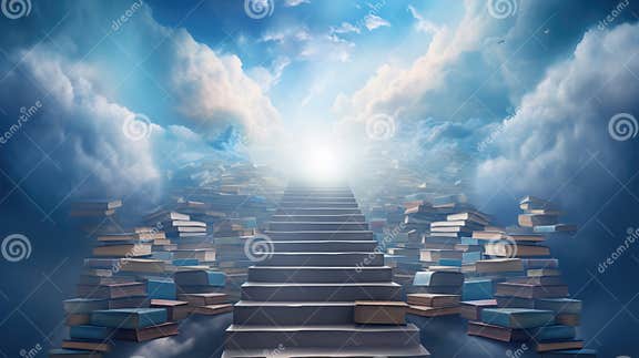 Books that Touch the Sky, a Metaphor for Limitless Knowledge Stock ...