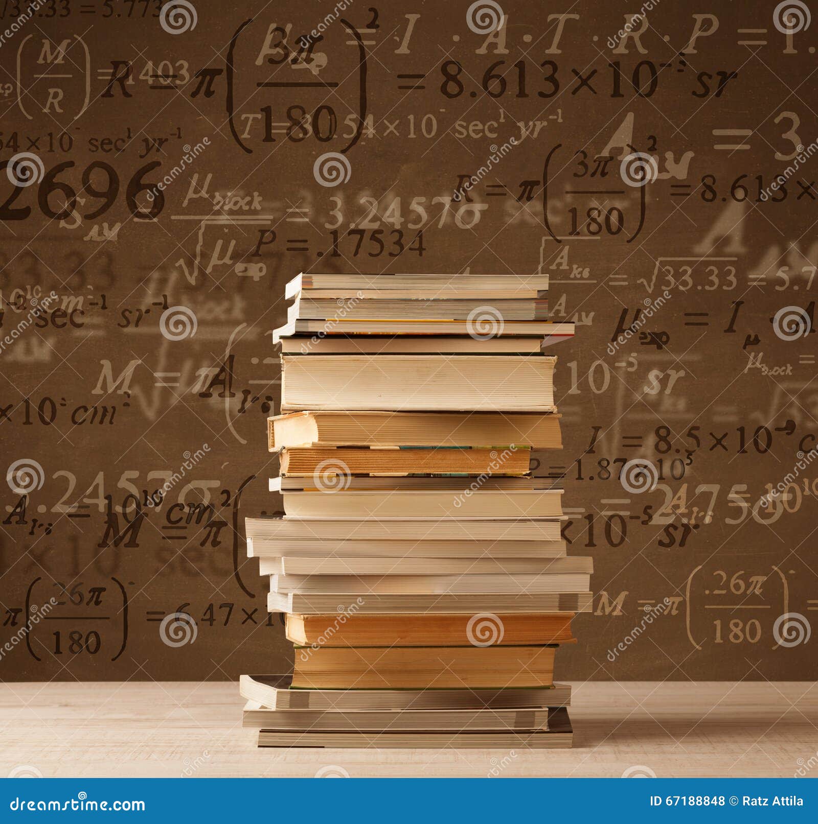 Books on Vintage Background with Math Formulas Stock Illustration ...