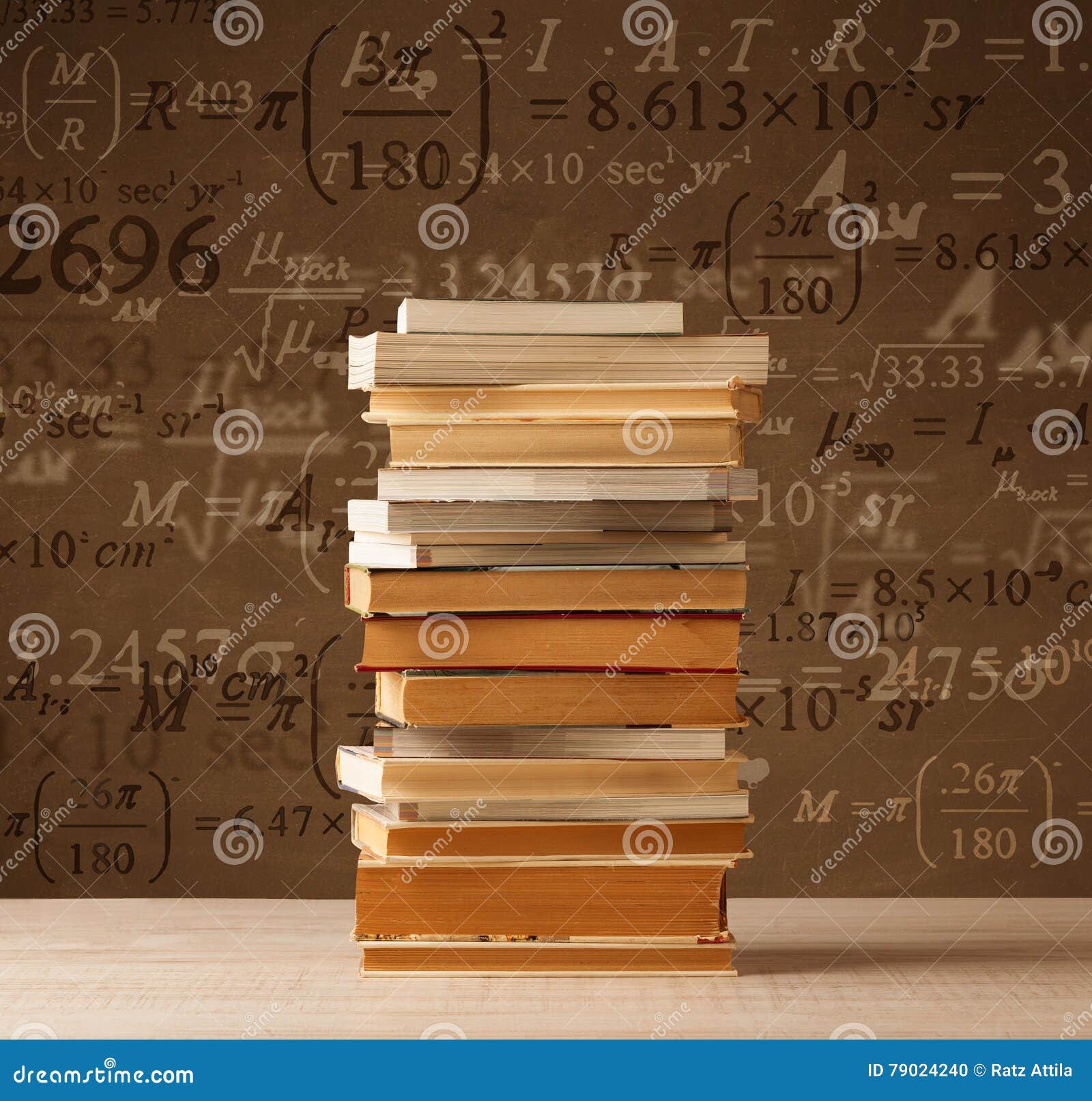 Books on Vintage Background with Math Formulas Stock Photo - Image of ...