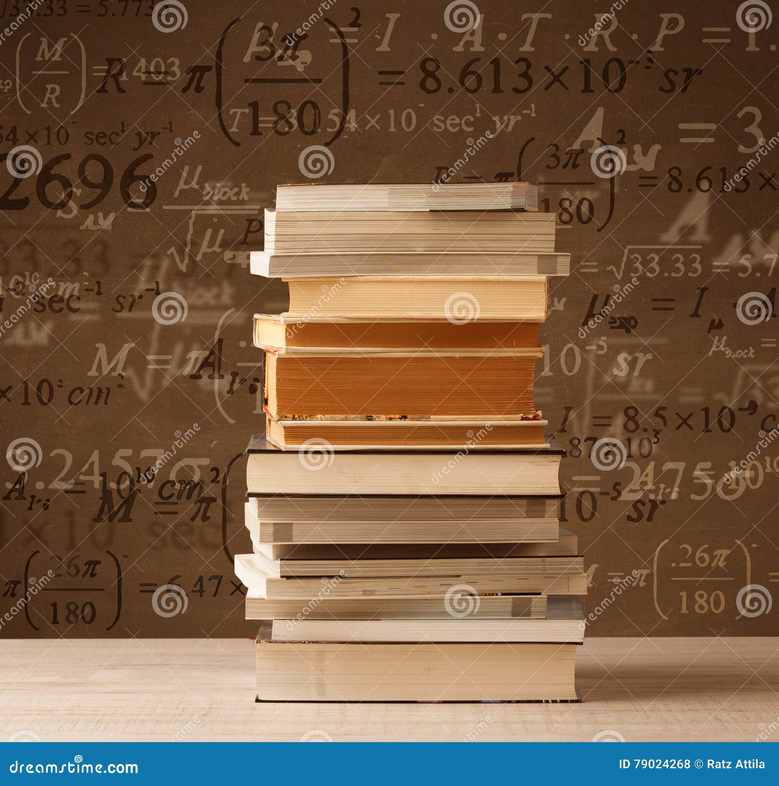 Books On Vintage Background With Math Formulas Stock Photography ...