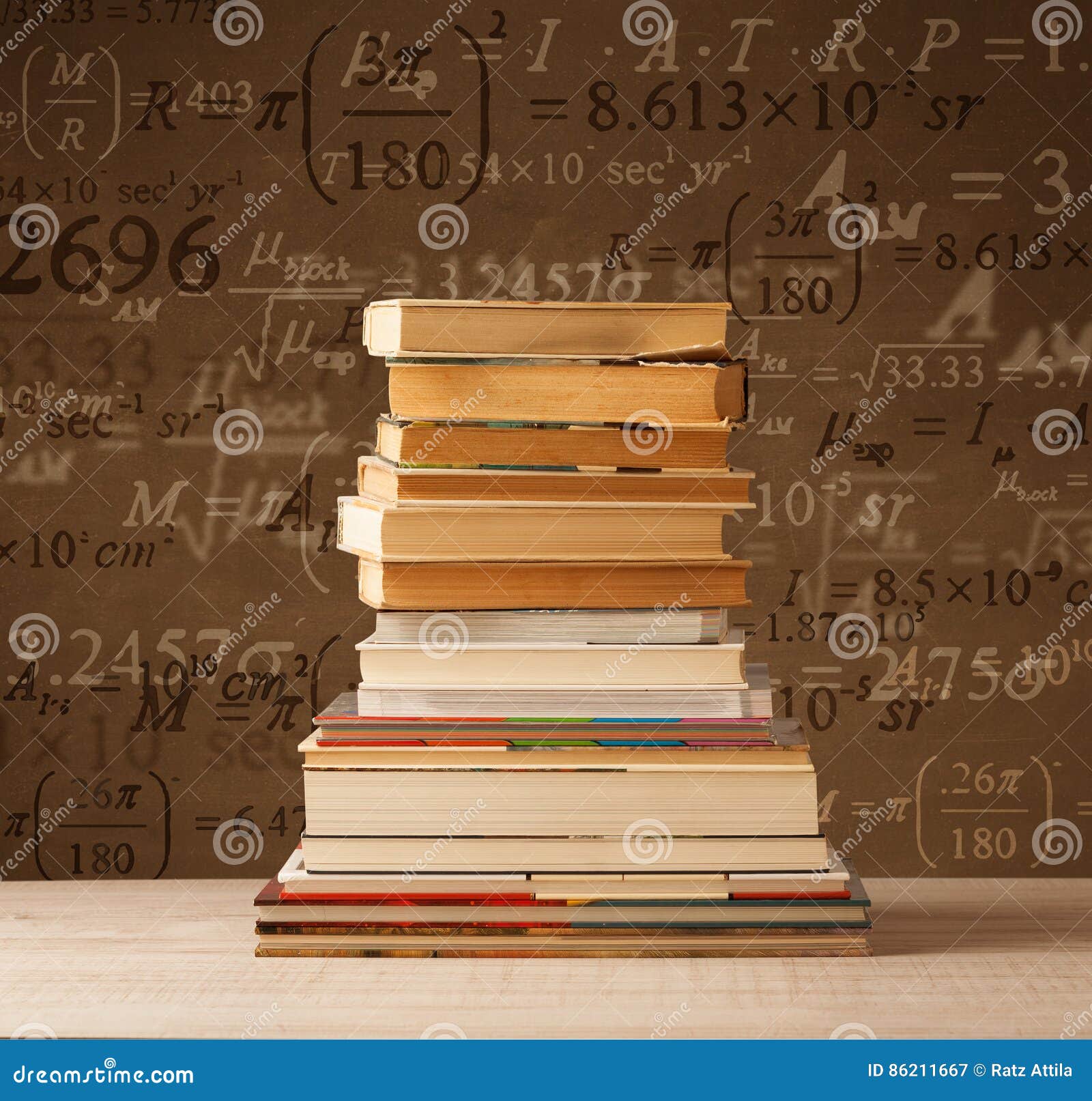 Books On Vintage Background With Math Formulas Stock Image ...
