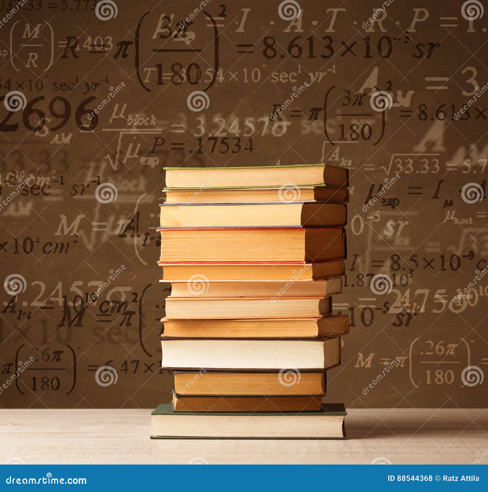 Books On Vintage Background With Math Formulas Stock Illustration ...