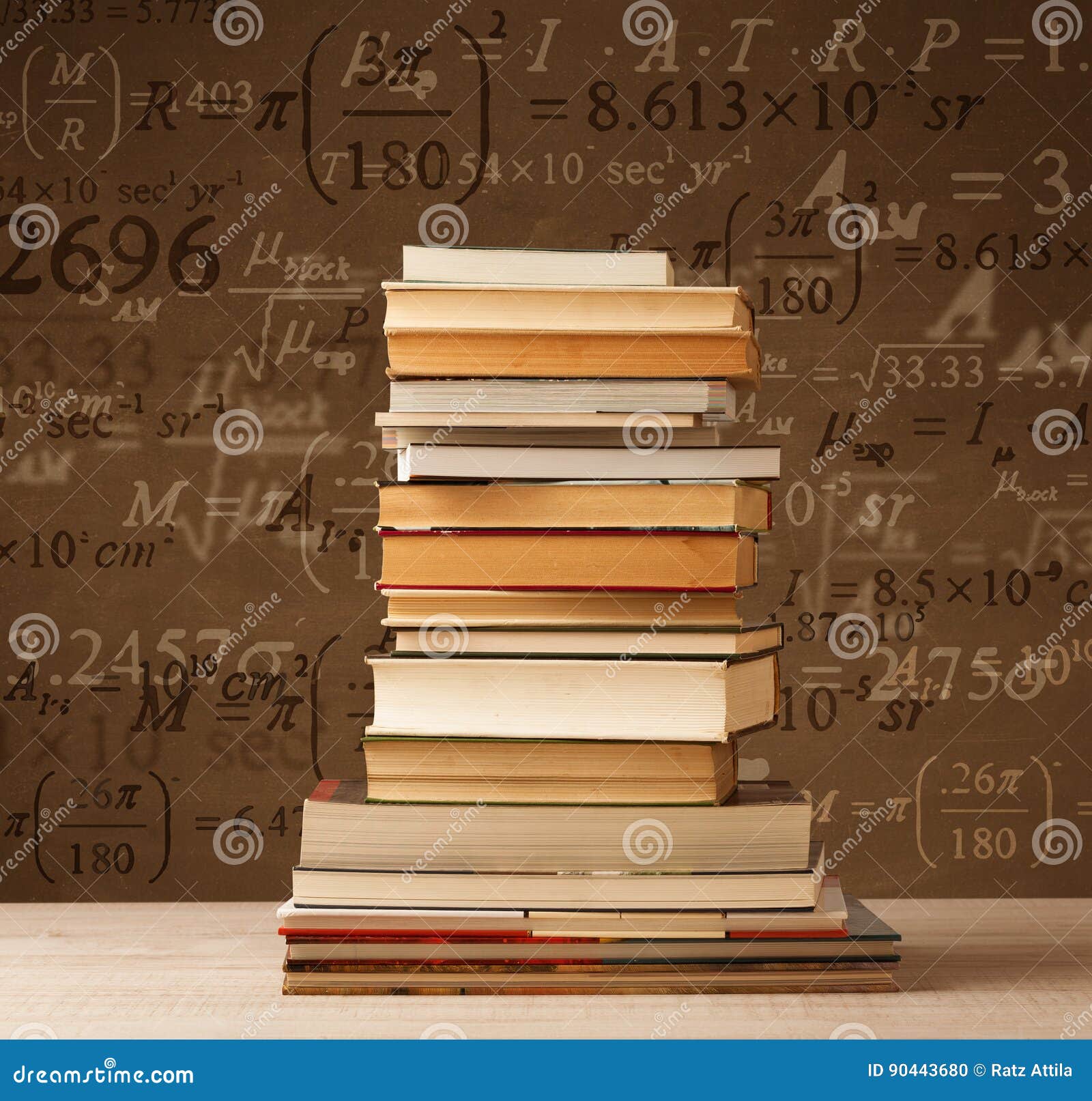 Books on Vintage Background with Math Formulas Stock Photo - Image of ...