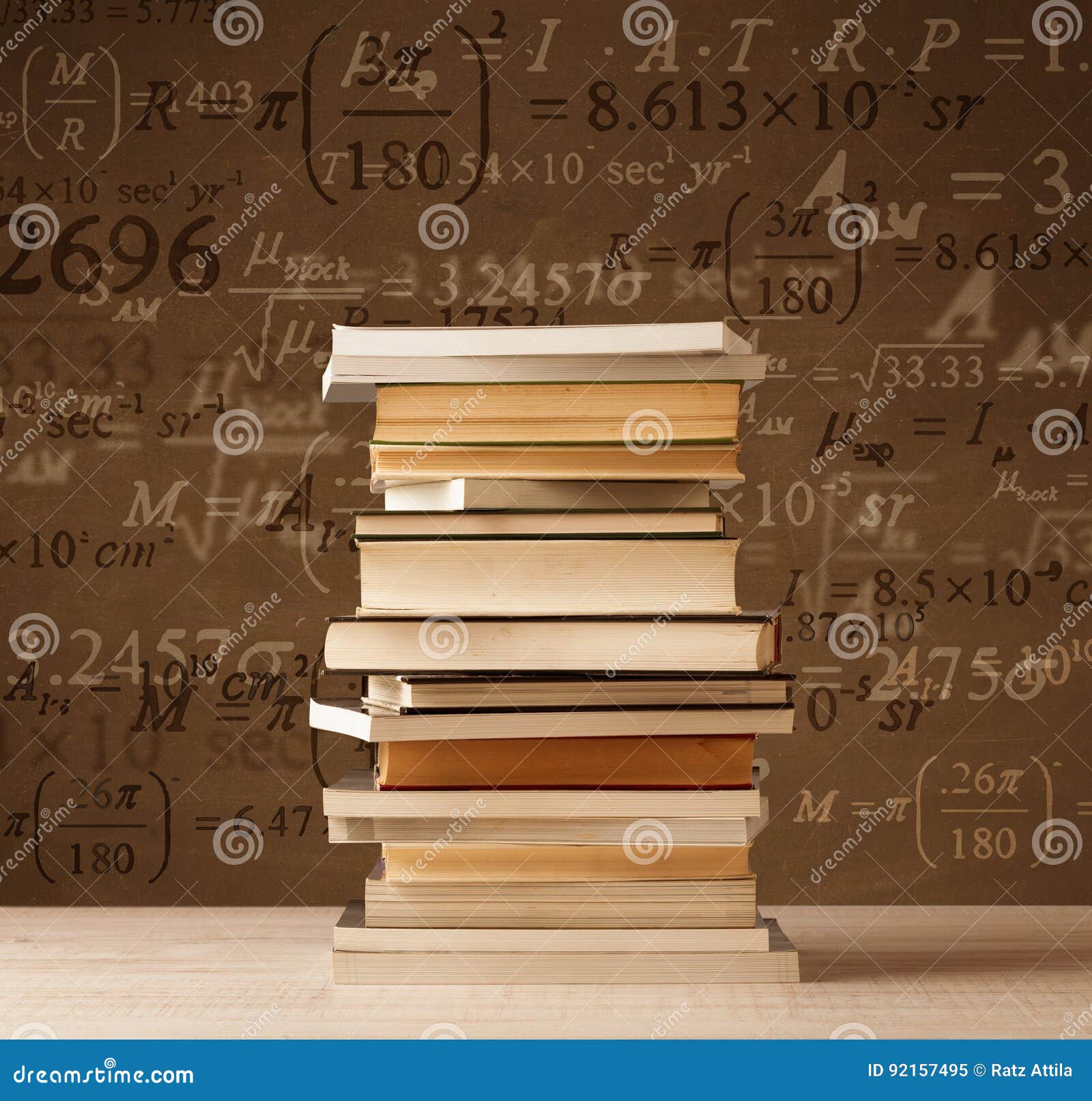 Books on Vintage Background with Math Formulas Stock Image - Image of ...