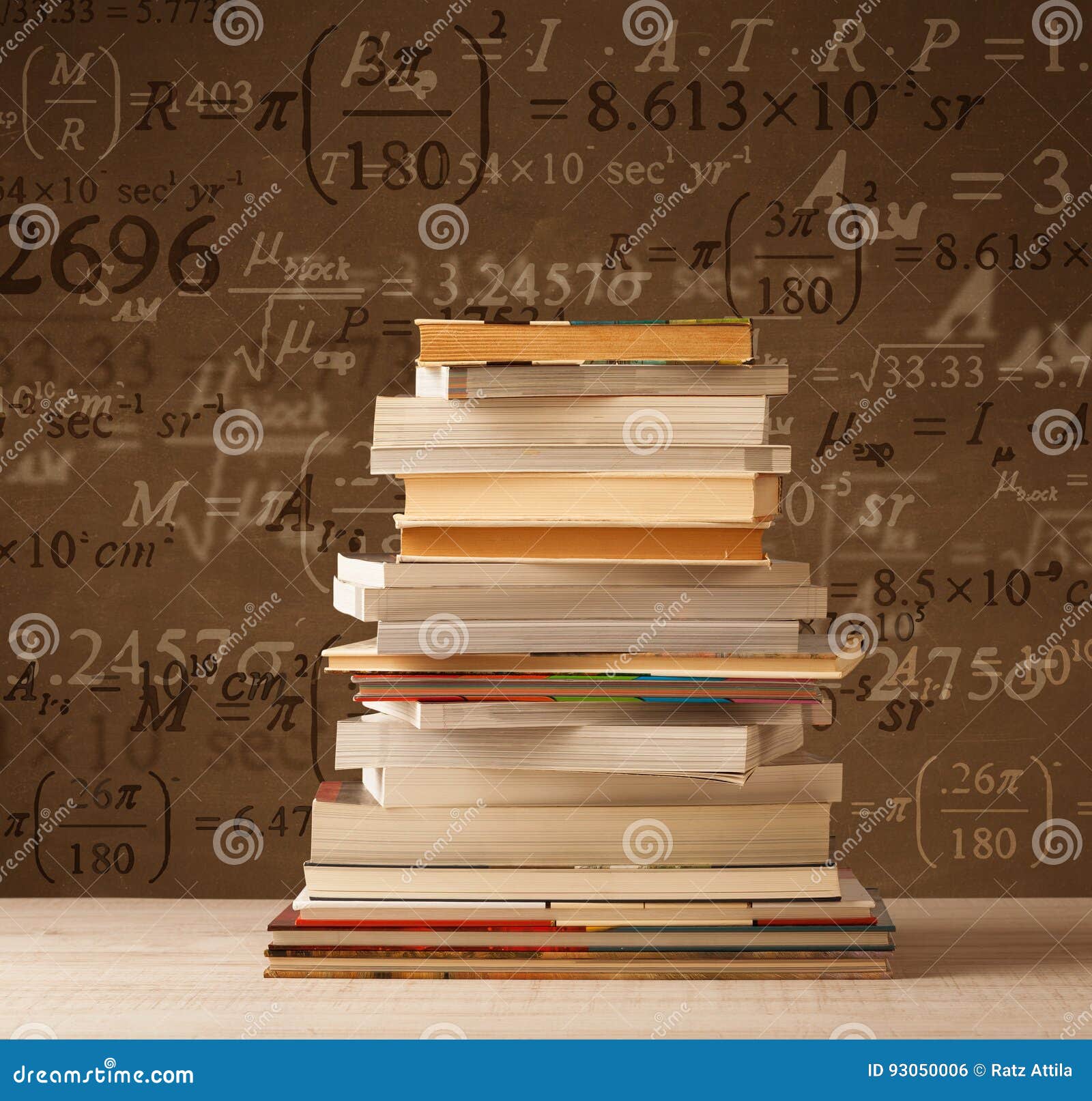 Books on Vintage Background with Math Formulas Stock Illustration ...