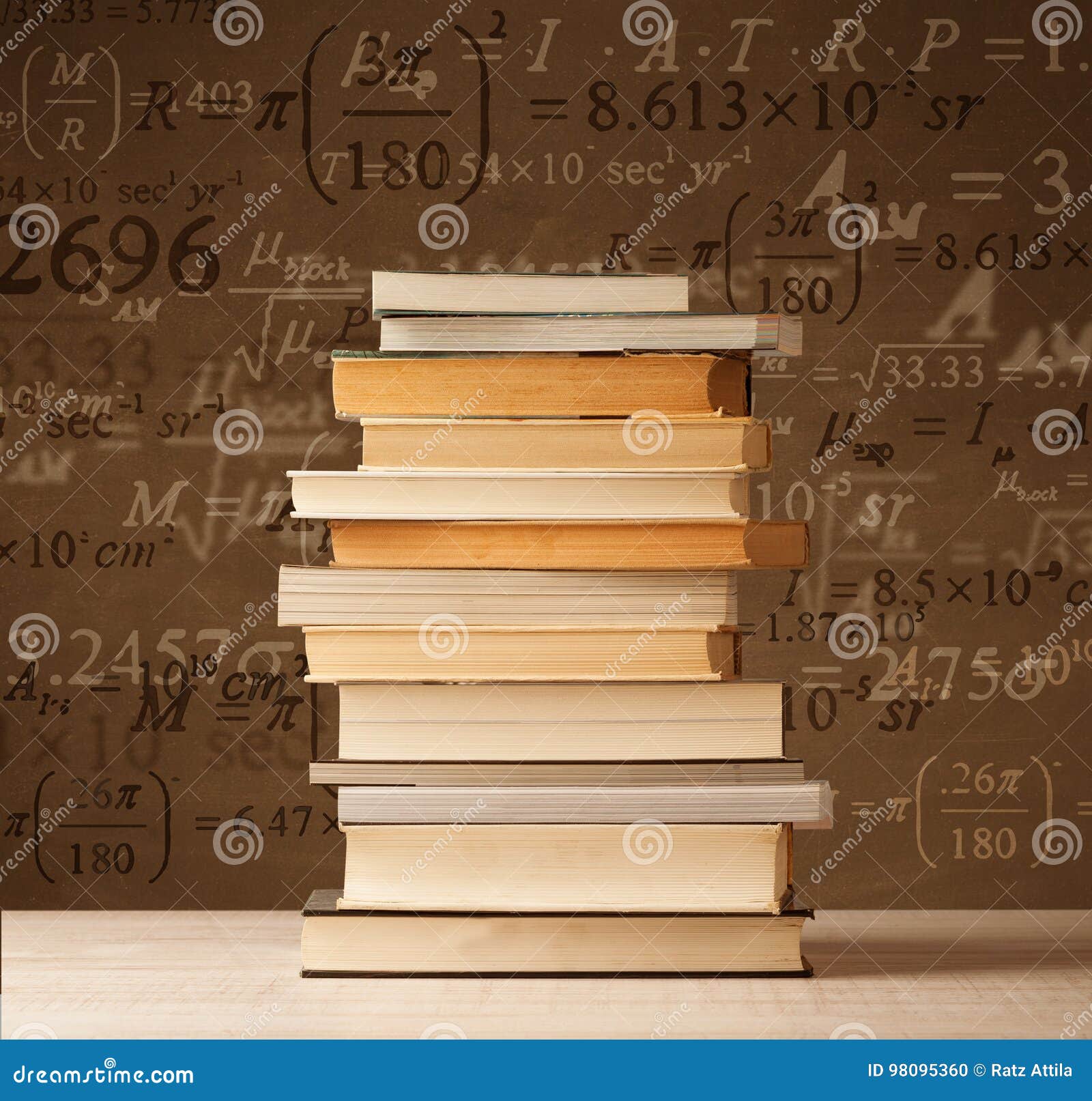 Books on Vintage Background with Math Formulas Stock Photo - Image of ...