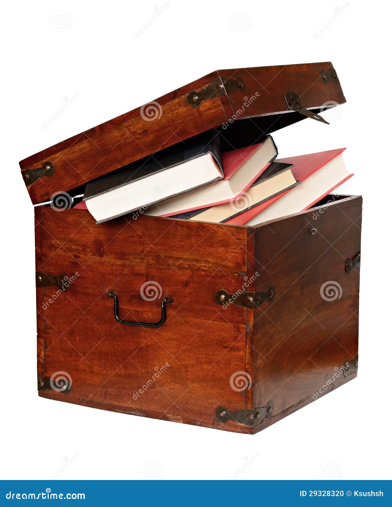 Books in the wooden chest stock photo. Image of heap - 29328320
