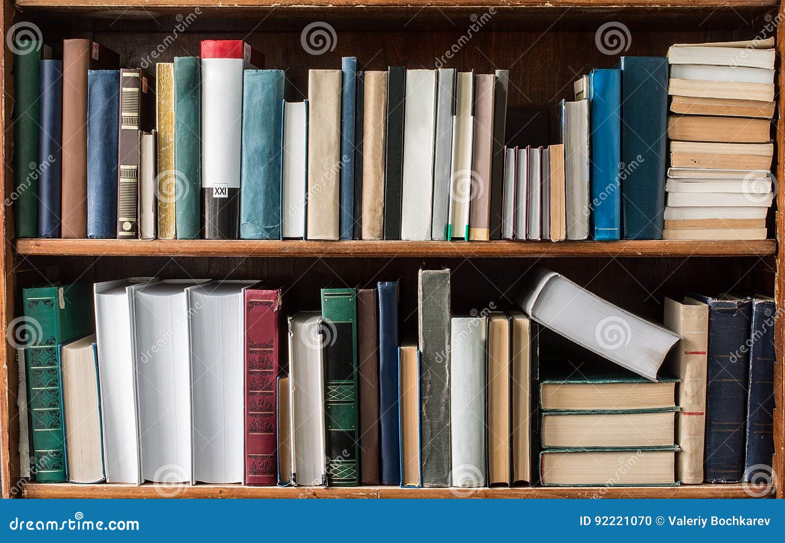 Books on Wooden Shelves in the Library Stock Photo - Image of wood ...